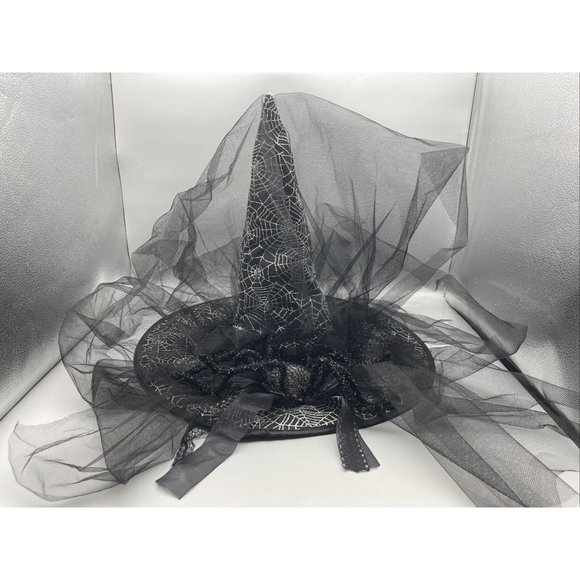 NA | Accessories | Halloween Black Witch Hat With Cobwebs Spiders Black ...